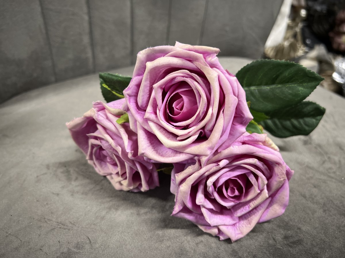 DEKO FLORALE, Kunstig buket med roser, 29 cm, lyserød, real touch ...